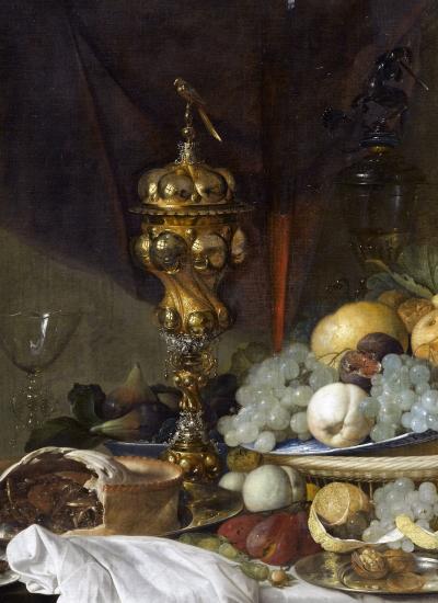Fruits et riche vaisselle sur une table par - œuvre d'art analysée en ...